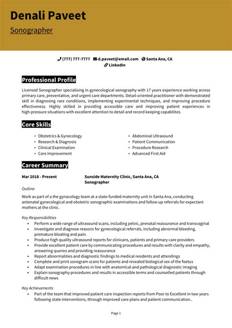 Sonographer Resume Example And Guide [get Hired Quick]