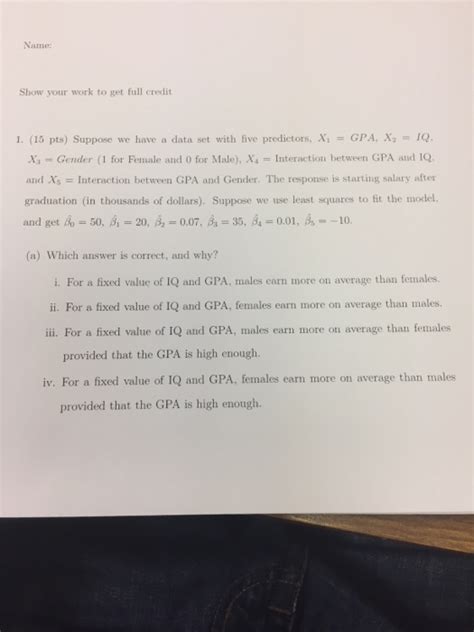 Solved Suppose We Have A Data Set With Five Predictors X1