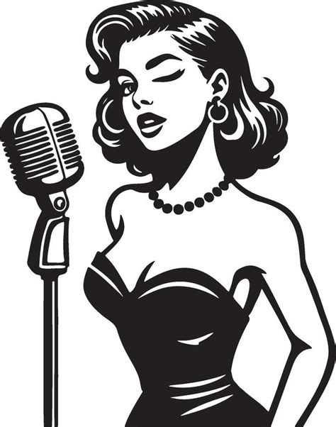 Beautiful Vintage Female Jazz Singer Sing 58015078 Vector Art At Vecteezy