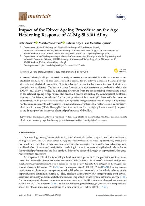 Pdf Impact Of The Direct Ageing Procedure On The Age Hardening