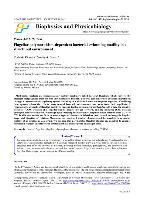 Pdf Flagellar Polymorphism Dependent Bacterial Swimming Motility In A