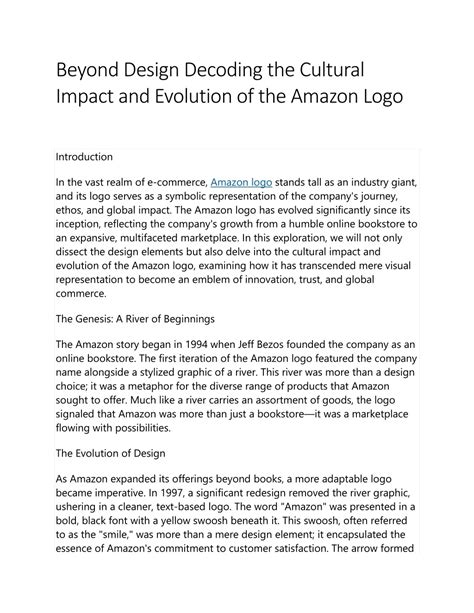 Ppt Beyond Design Decoding The Cultural Impact And Evolution Of The Amazon Logo Powerpoint