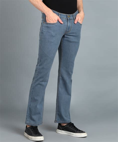Mens Light Grey Washed Bootcut Jeans Stretchable Urbano Fashion