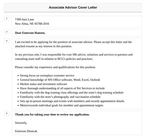 Associate Advisor Cover Letter Velvet Jobs