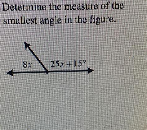 Solved Determine The Measure Of The Smallest Angle In The Chegg
