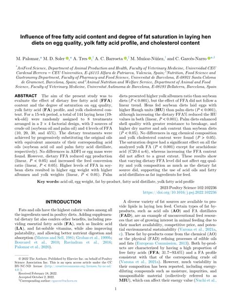 Pdf Influence Of Free Fatty Acid Content And Degree Of Fat Saturation
