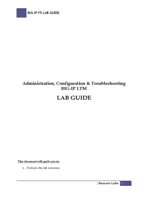 Administration Configuration Troubleshooting Big Ip Ltm V11 Lab