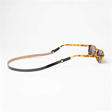 Monogrammed Leather Sunglass Strap Dark Brown Slim Longer Style