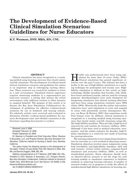 Clincial Simulation Scenarios Pdf Evidence Based Medicine Simulation