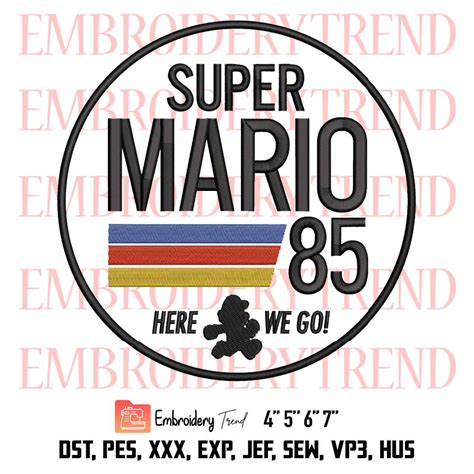 Super Mario 85 Here We Go Embroidery Nintendo Super Mario Retro