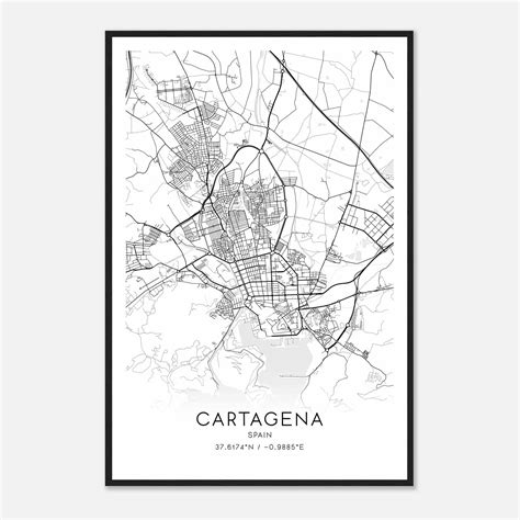 Cartagena Spain Map Poster Modern Home Decor Wall Art Print Custom