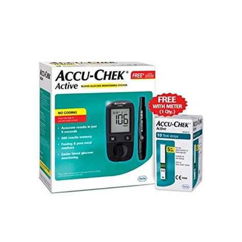 Buy Accu-Chek Active Blood Glucose Glucometer Kit With Vial Of 10 ...