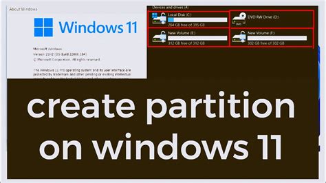 create partition in windows 11 after installation youtube