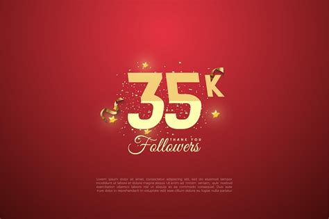 고유한 숫자로 35000명의 팔로워를 축하합니다 프리미엄 벡터