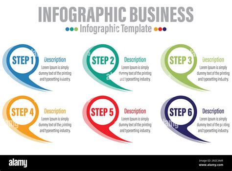 Vector Infographics Or Timeline Six Circles Cards Connected By Arrows Business Concept Of 6