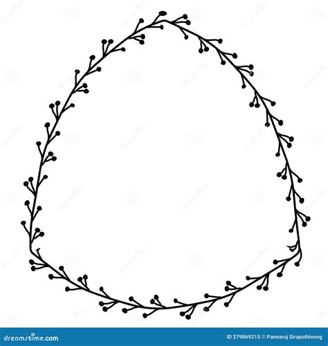 Curvilinear Triangle Shape Flower Frame Wreath Vector Leaves Border