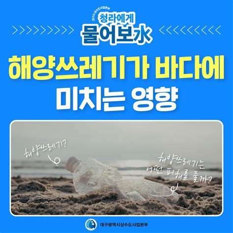 대구상수도사업본부 청라에게 물어보水 💧 해양쓰레기가 바다에 미치는 영향 해양쓰레기는 다들 알고