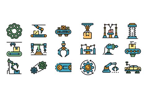 Assembly Line Icons Vector Flat Graphic By Ylivdesign · Creative Fabrica
