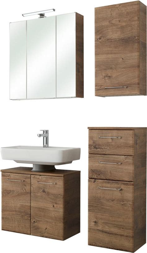 Saphir Badmöbel Set Quickset 943 4 Teilig Glaswaschtisch Und Led
