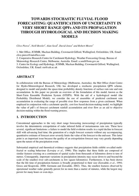 Pdf Towards Stochastic Fluvial Flood Forecasting Quantitative