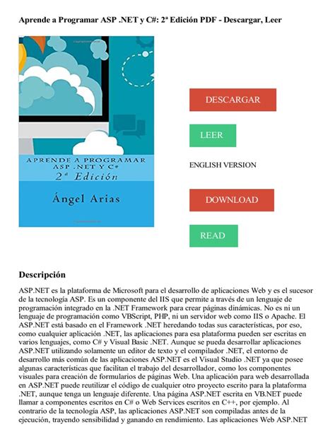 aprende a programar asp net y c 2 edición pdf descargar leer