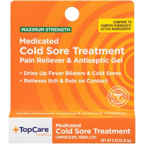 Topcare Maximum Strength Medicated Cold Sore Treatment Camphor 1080