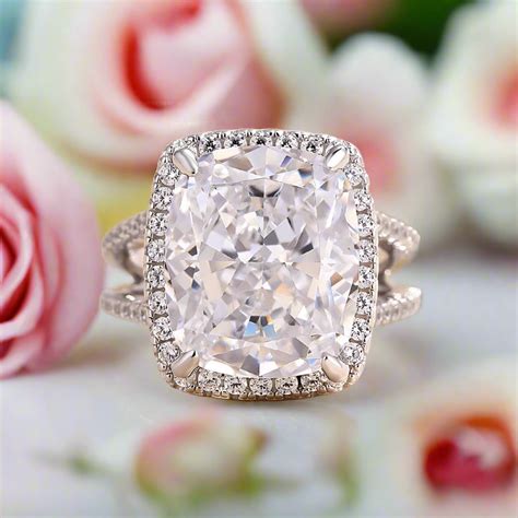 Cushion Cut Halo Split Shank New Princess Cut Split Shank Moissanite