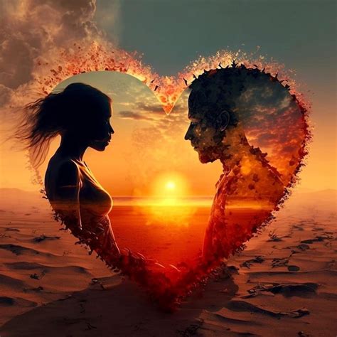 Una Mujer Y Un Hombre Se Miran En Una Imagen En Forma De Corazón