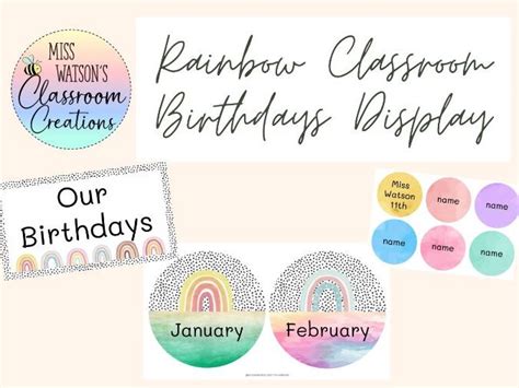 Rainbow Class Birthdays Display Teaching Resources