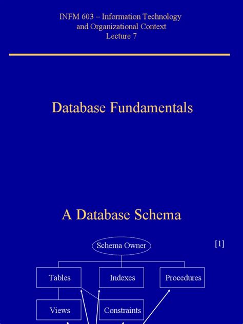 Database Fundamentals Infm 603 Information Technology And Organizational Context Pdf
