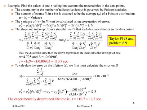 Ppt Lecture 7 Some Advanced Topics Using Propagation Of Errors And