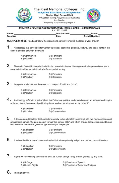 TQ HUMS 5 GAS 3 Exam Humanities Test Test Question And Table Of Specification Three Types Of