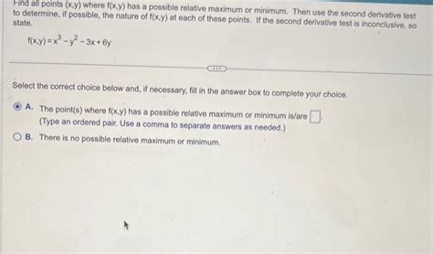 Solved Find All Points Xy Where Fxy Has A Possible