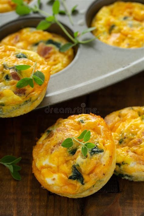 Healthy Spinach And Bacon Low Carb Egg Muffins Stock Image Image Of