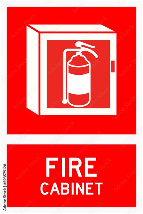Isolated Emergency Cabinet Fire Safety Symbols On Red Rectangle Board