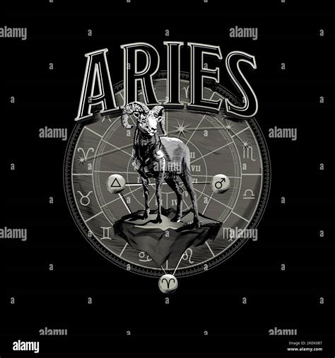 Astrology Zodiac Aries Horoscope Symbol In Circle Stock Vector Image