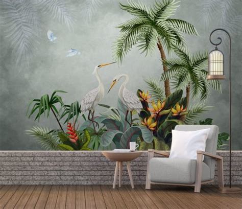 Swans On Flowers And Trees 3d 5d 8d Wall Murals Custom Wallpaper
