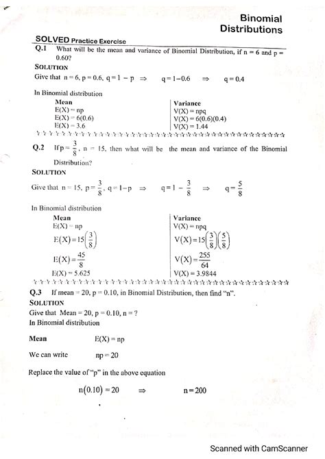 Solution Binomial Distribution Statistics Questions With Answers