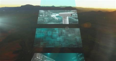 Futuristic Digital Screens Displaying Data And Technology Against