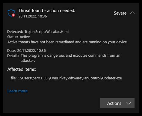 Update To Version Triggers Windows Defender As Trojan Issue