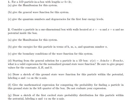 Solved 1 For A 3 D Particle In A Box With Lengths Ab2c