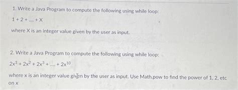 Solved 1 Write A Java Program To Compute The Following Chegg