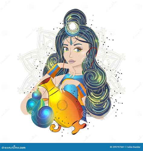 Zodiac Sign Young Girl Abstract Astrology Zodiac Aquarius Stock