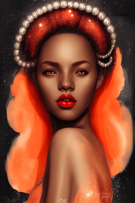 African American Woman In Orange Lipstick By Charlie Bowater · Creative