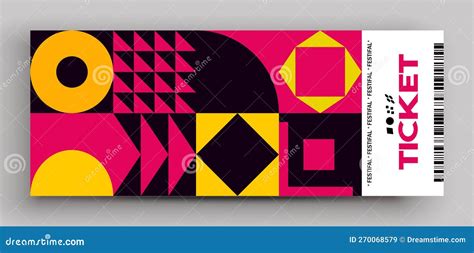Ticket Vector Template Layout With Abstract Pattern Design Graphics Made With Simple Shapes And