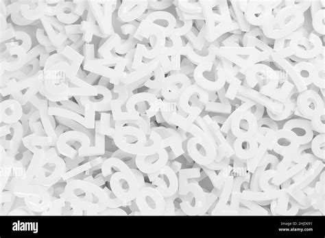 White Random Digit Numbers Heap Background Frame Filling Top View From