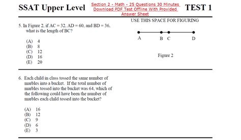 Ssat Practice Test Middle Upper Level Pdf Online Tutor