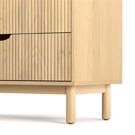Ebern Designs Fluted 3 Drawer Dresser Natural Oak Wayfair