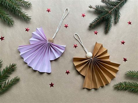 Aniołki z papieru Ozdoby świąteczne na choinkę DIY Blog Endo