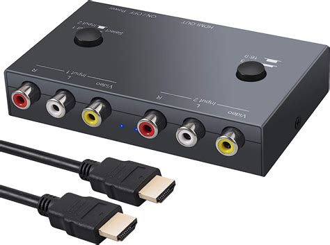 RCA To HDMI Adapter Switch 2x1 AV Composit Converter With HDMI Cable 2